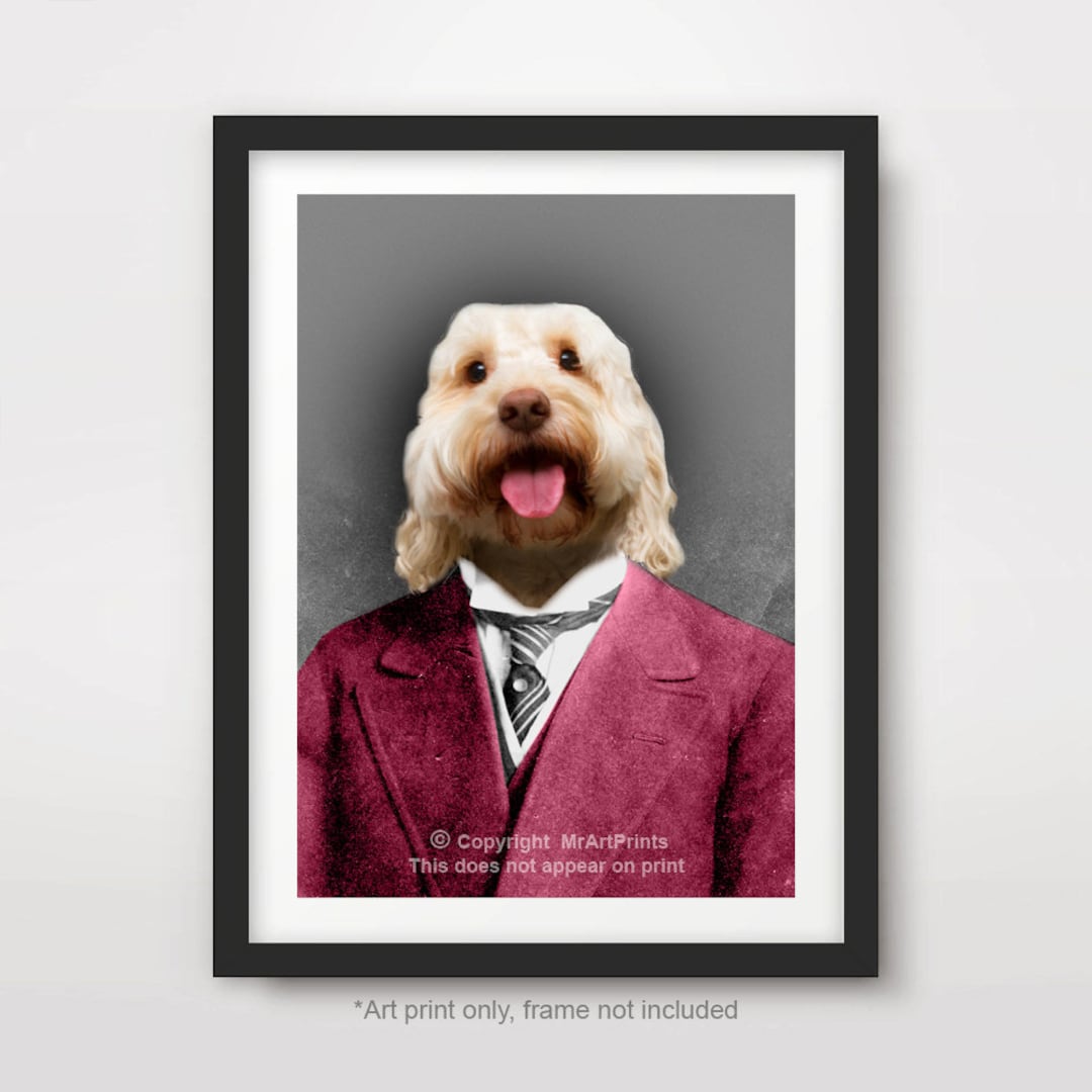Cockapoo Dog ART PRINT Breed Quirky Funny Head Portrait Human Body ...