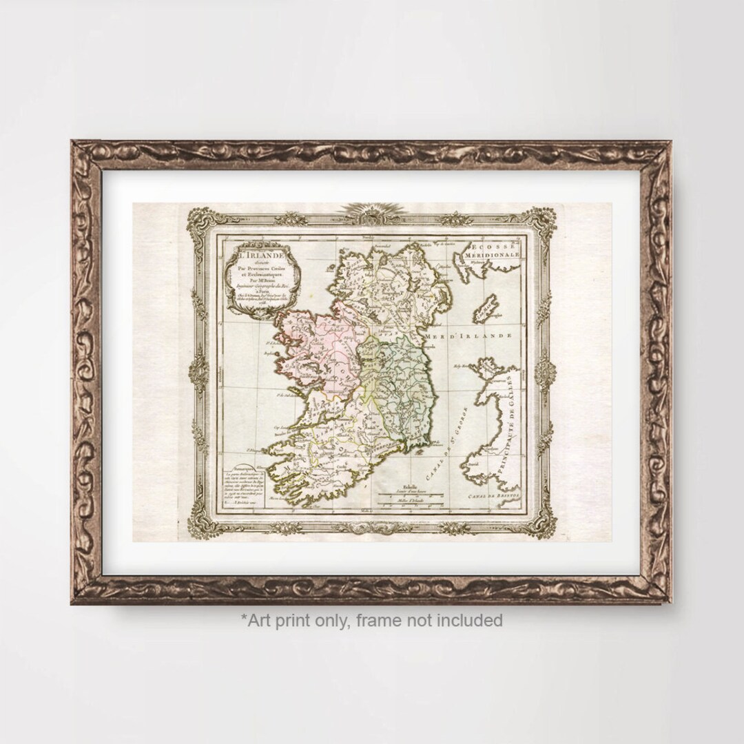 IRELAND Irish Country Map Chart ART PRINT Year 1766 Vintage Antique ...