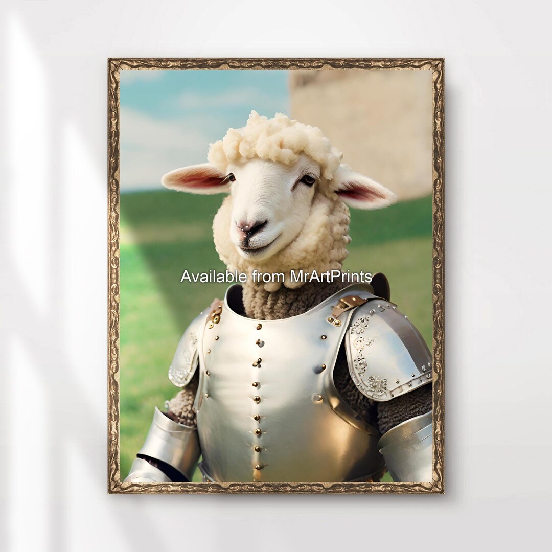 Medieval Knight Sheep Art Print, Quirky Animal Portrait - Etsy