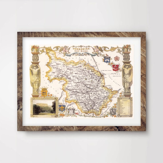 YORKSHIRE WEST RIDING County Map Art Print British Britain Uk | Etsy