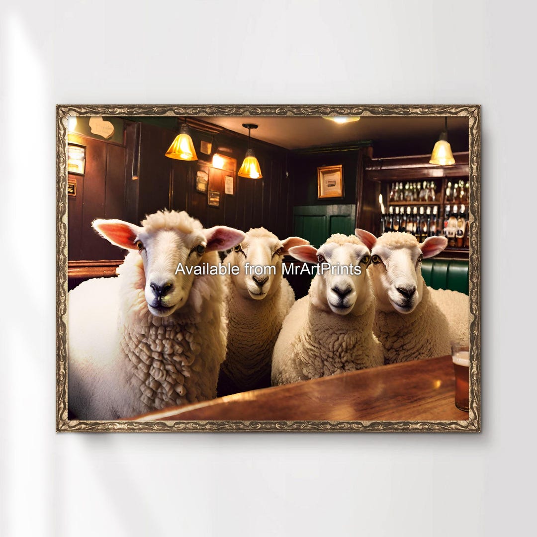 British Pub Bar Art Sheep Wall Picture Poster Print Beer Funny Animal ...