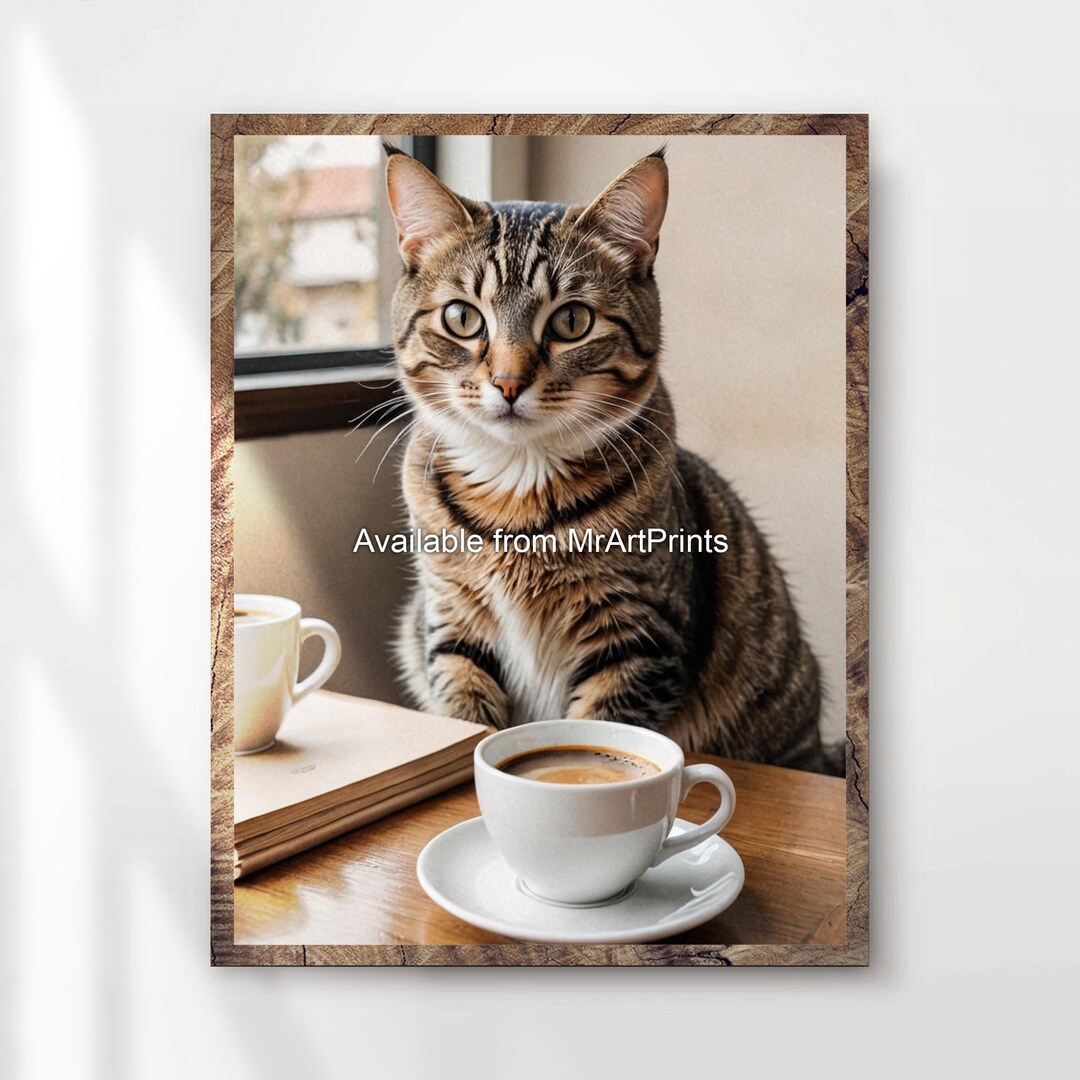 Coffee Tea Cat Cafe Kitchen Art Print Poster Wall Picture Gift Present ...