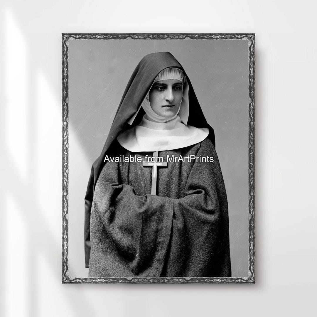 Scary Nun Portrait Satanic Satanism Occult Art Print Poster Wall ...