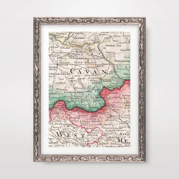 CAVAN Map ART PRINT Ireland Vintage Antique Irish County Wall | Etsy