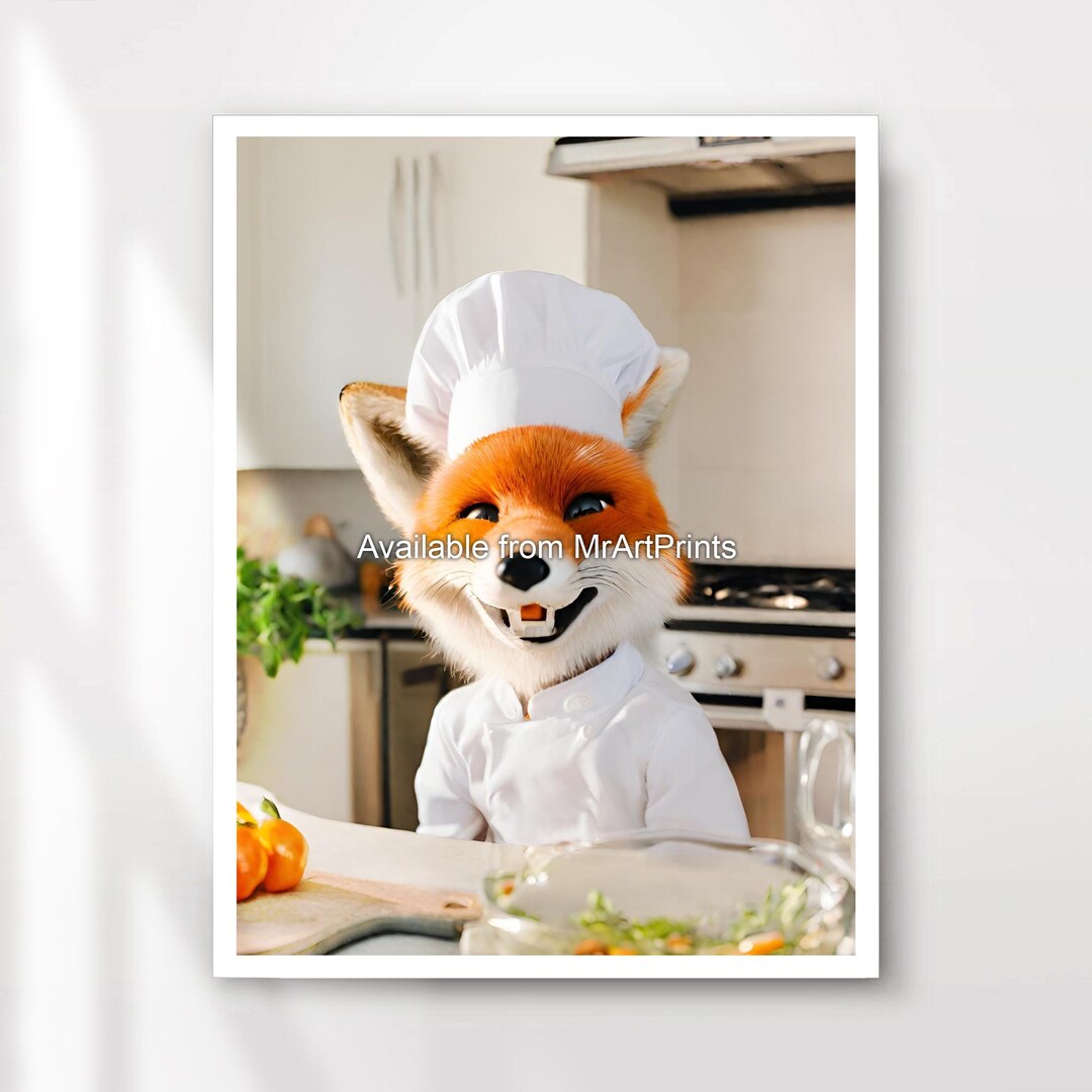 Fox Chef Art Print – Whimsical Animal Cooking Kitchen Decor - Etsy
