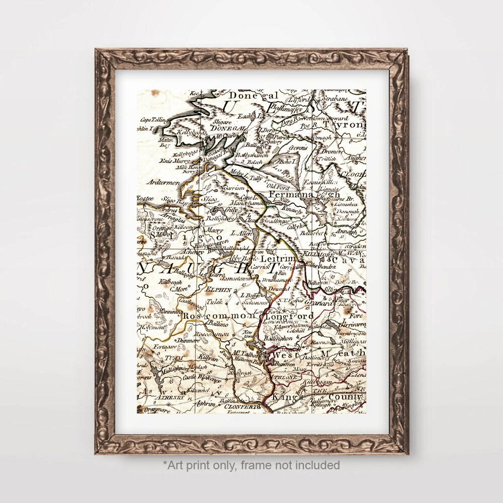 County Leitrim, Ireland Vintage Map Art Print - Etsy