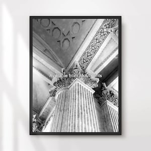 Classical Architecture Pillar Black and White Art Print Poster Wall ...