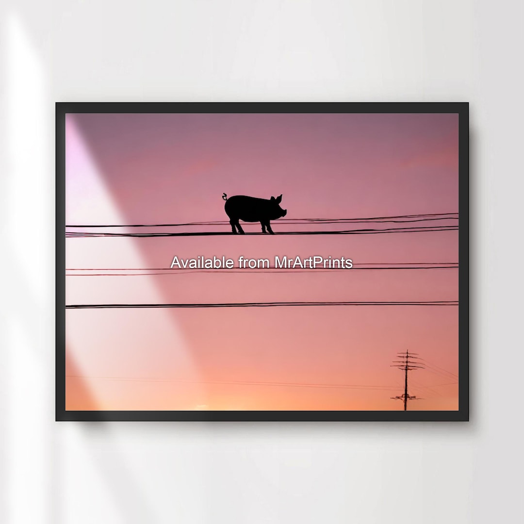 Pig Silhouette Art Print: Sunset Sky, Whimsical Animal Poster - Etsy
