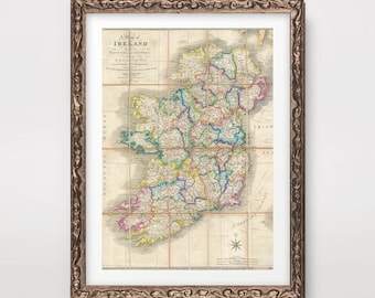 Vintage IRELAND MAP Wall Art Decor Frameable ORIGINAL Ready to - Etsy