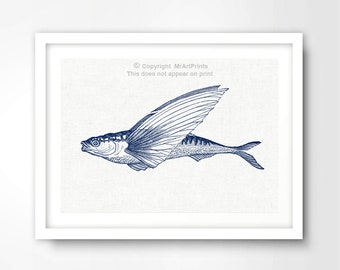 Flying Fish Print | Etsy