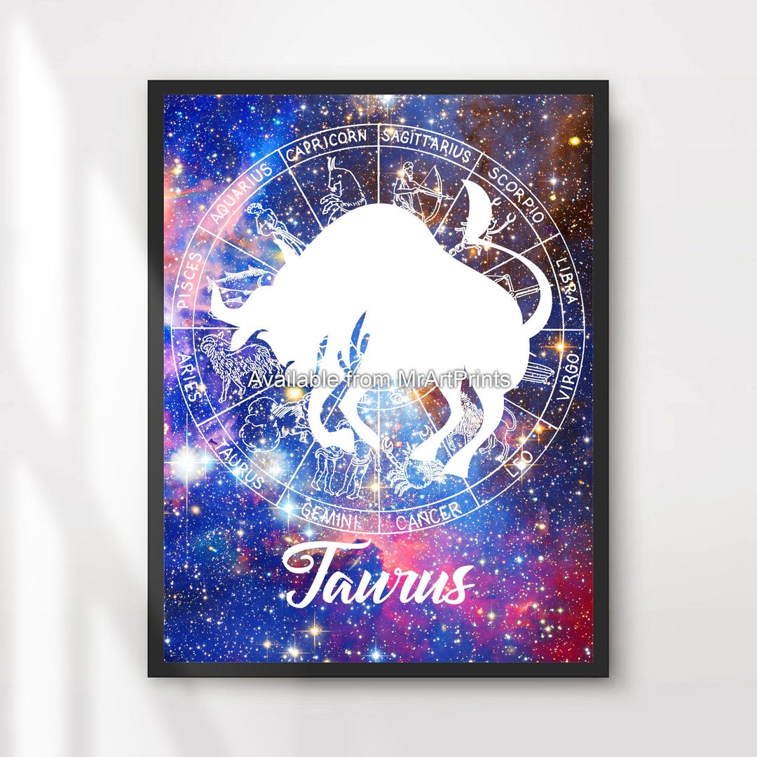 Taurus Zodiac Star Sign Art Print Wall Picture Poster Galaxy Decor A4 ...