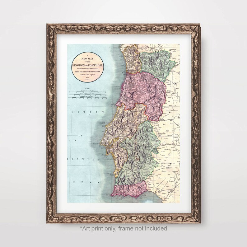 PORTUGAL Portuguese Map Chart ART PRINT Yr 1801 Lisbon Vintage - Etsy