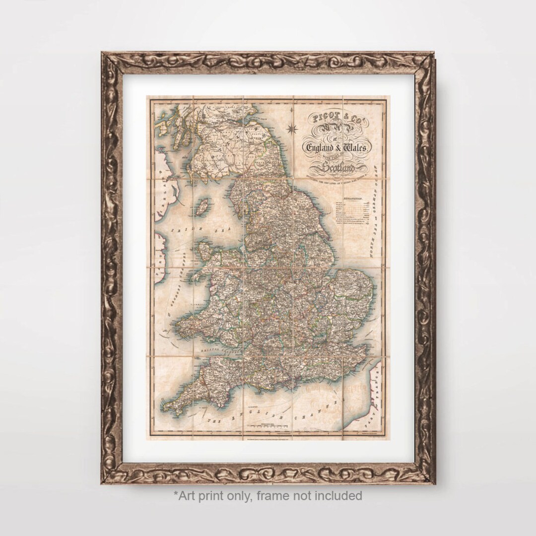 United Kingdom UK MAP Chart Art PRINT 1830 19th Century Vintage Antique ...