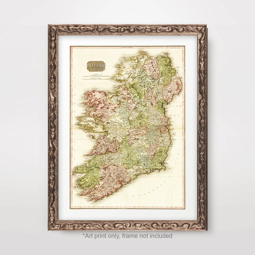 IRELAND Irish Country Map Chart ART PRINT Year 1818 Vintage Antique ...