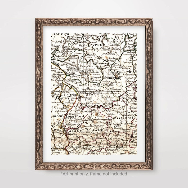 County CAVAN Irish Map Chart ART PRINT Ireland Vintage Antique - Etsy