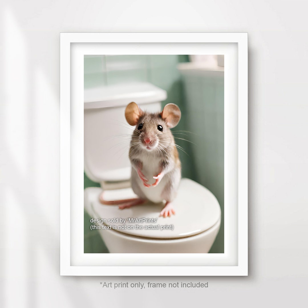 Mouse Mice Rat Funny Bathroom ART PRINT Poster Cute Animals Strange ...