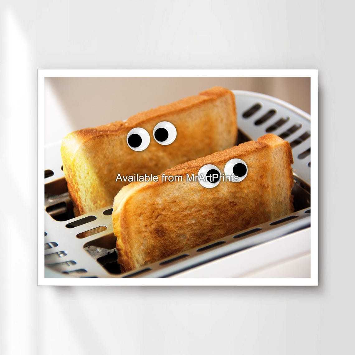 Kitchen Cute Toast Breakfast Art Googly Eyes Wall Picture Print Poster ...