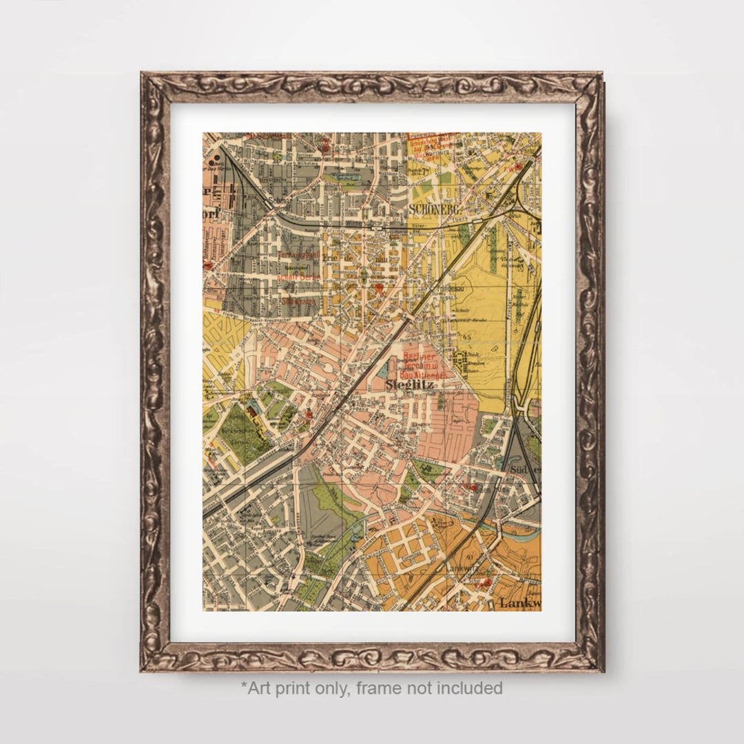 BERLIN STEGLITZ-ZEHLENDORF Map Art Print Chart Vintage Antique - Etsy