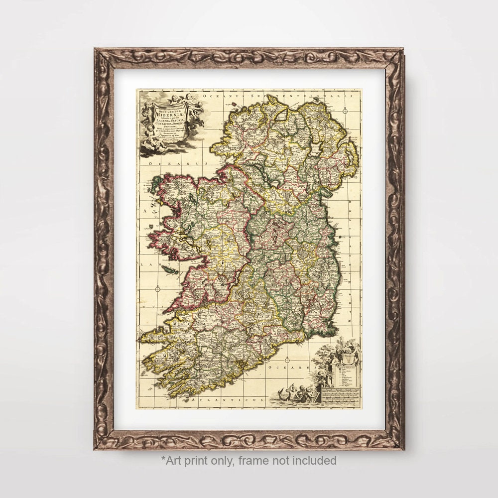 IRELAND Irish Country Map Chart ART PRINT Vintage Antique | Etsy UK