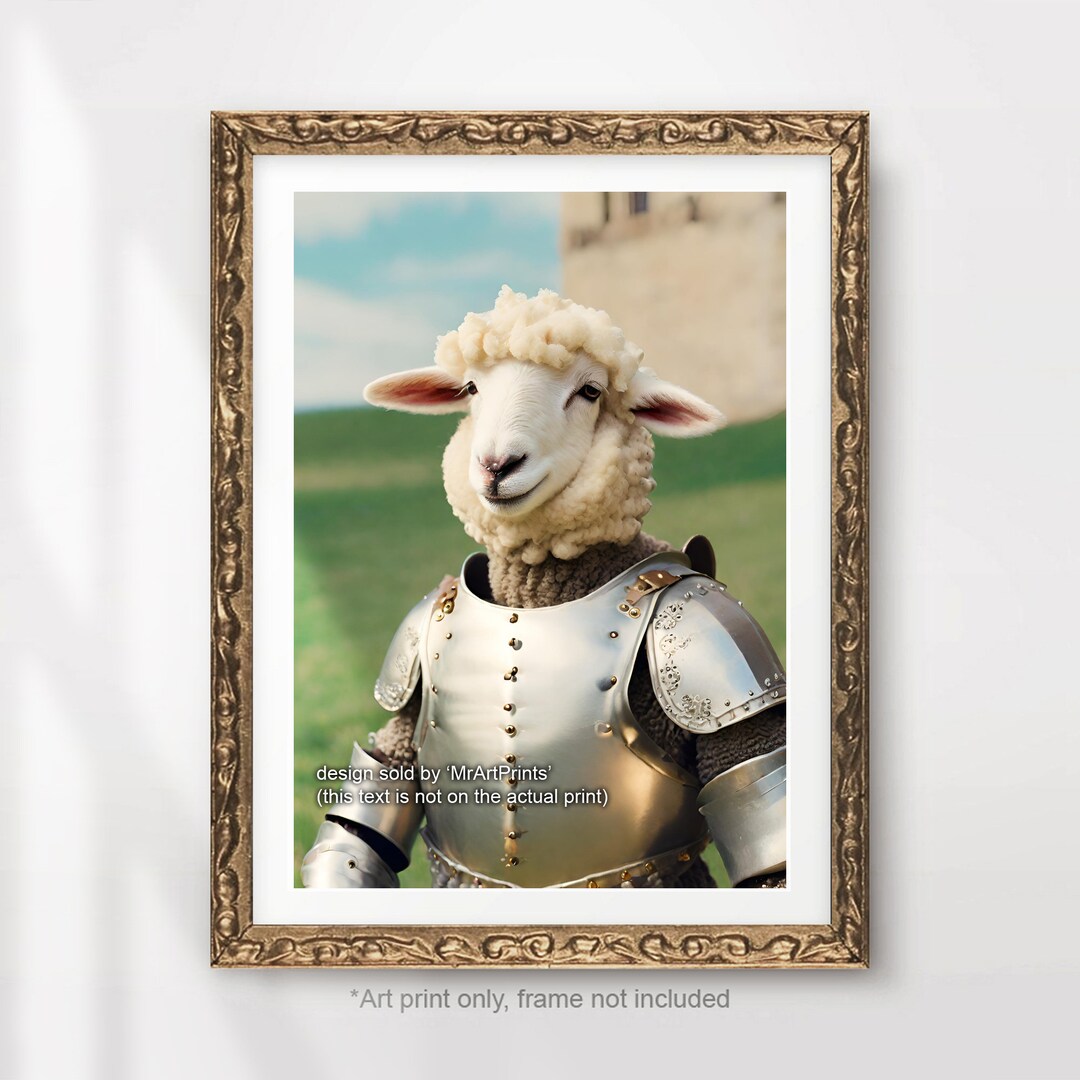 SHEEP Animal Head Portrait ART PRINT Poster Medieval Knight Suit of ...