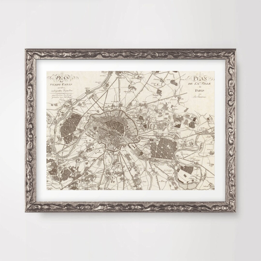 PARIS Parisian City Map Chart ART PRINT Vintage Antique - Etsy