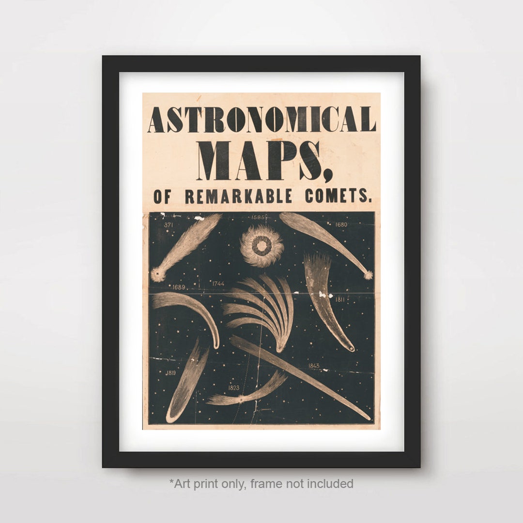 Famous COMETS Astronomical Sky Maps Asteroid Meteorite Orbit Vintage ...