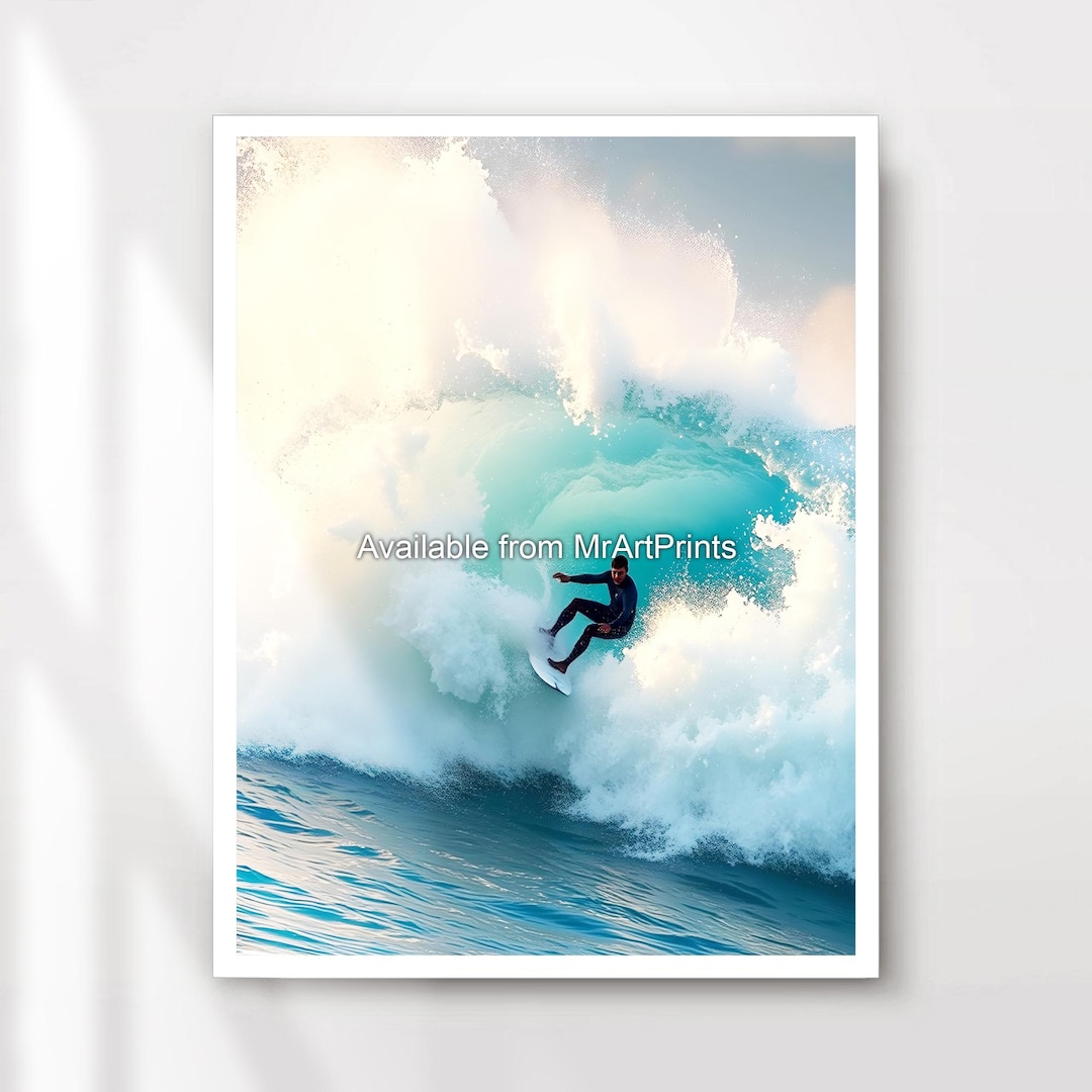 Surfer Surfing Blue Waves Photograph Art Print Wall Picture Poster ...