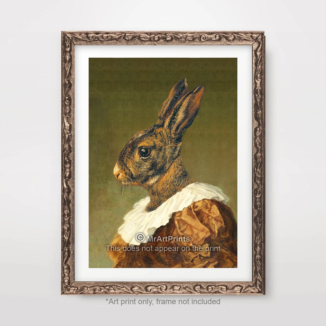 RABBIT Painting Portrait ART PRINT Animal Dressed a Person People ...