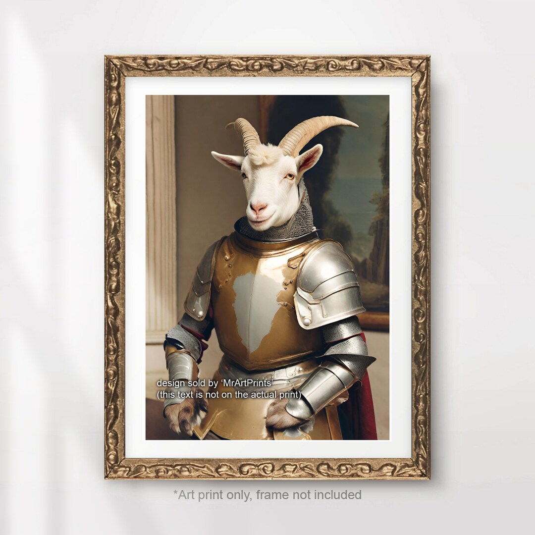 GOAT Ram Animal Head Portrait ART PRINT Poster Medieval Knight Suit of ...