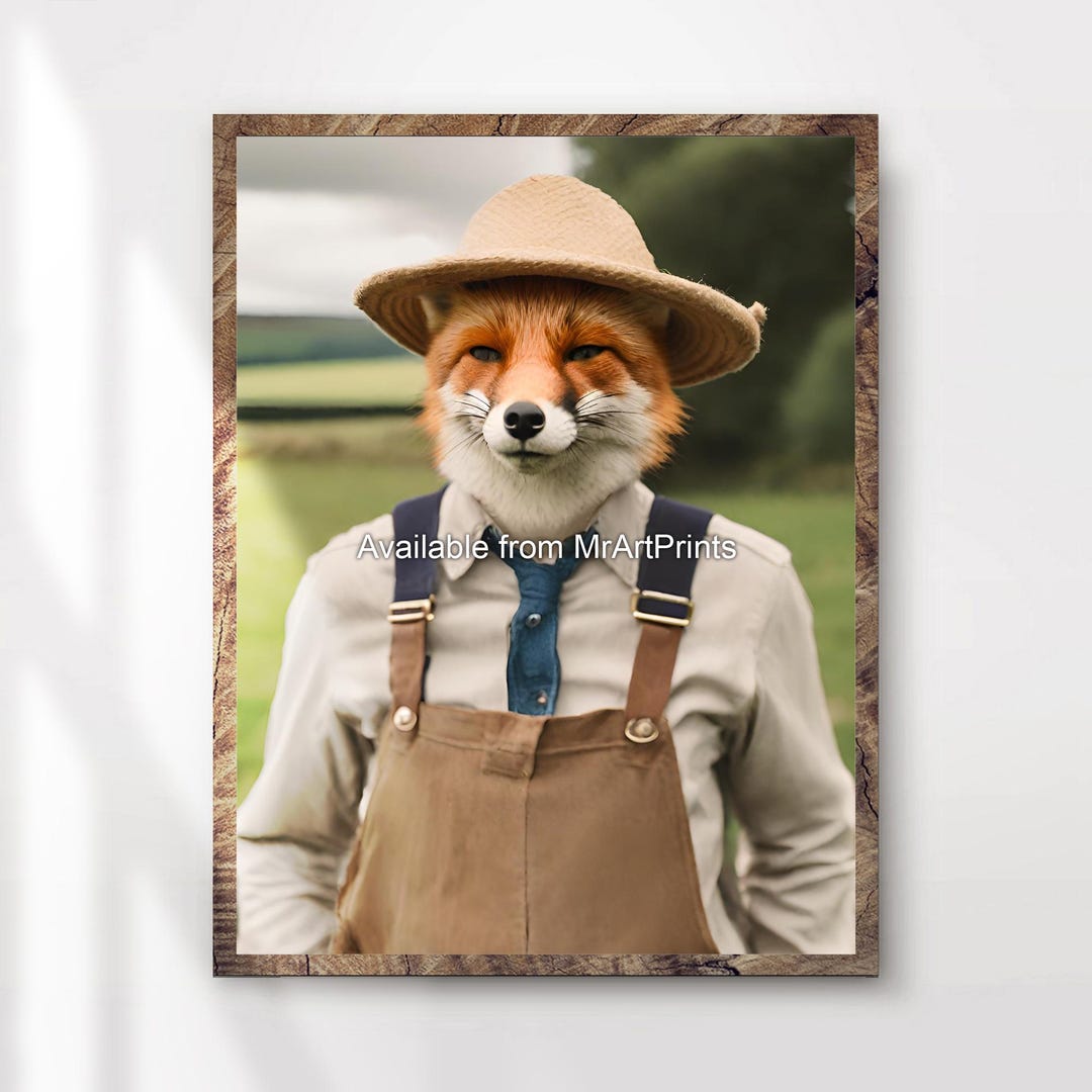 Funny Fox Gardener Portrait Art Print - Quirky Farming Decor - Etsy