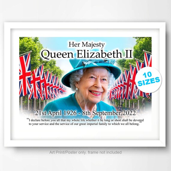 The Queen Elizabeth II Memorial Portrait Art Print Poster 1926 - Etsy