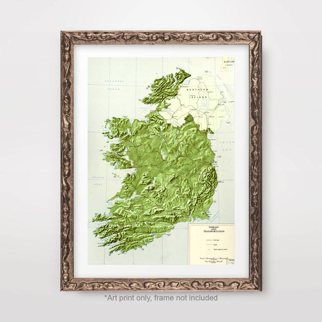 IRELAND Irish Country Map Chart ART PRINT Vintage Antique Poster Wall ...