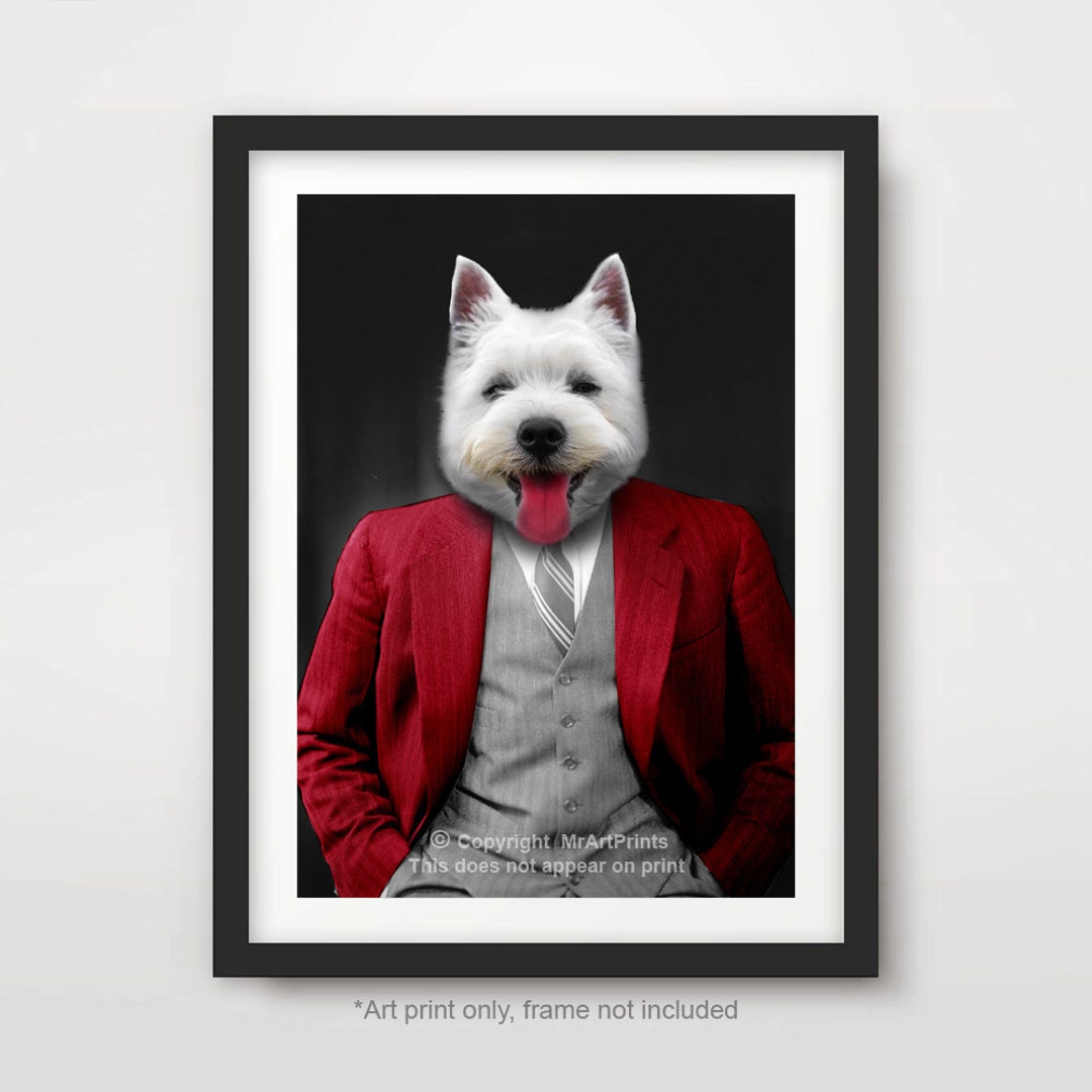 West Highland Terrier Westie Dog ART PRINT Breed Quirky Funny Head ...