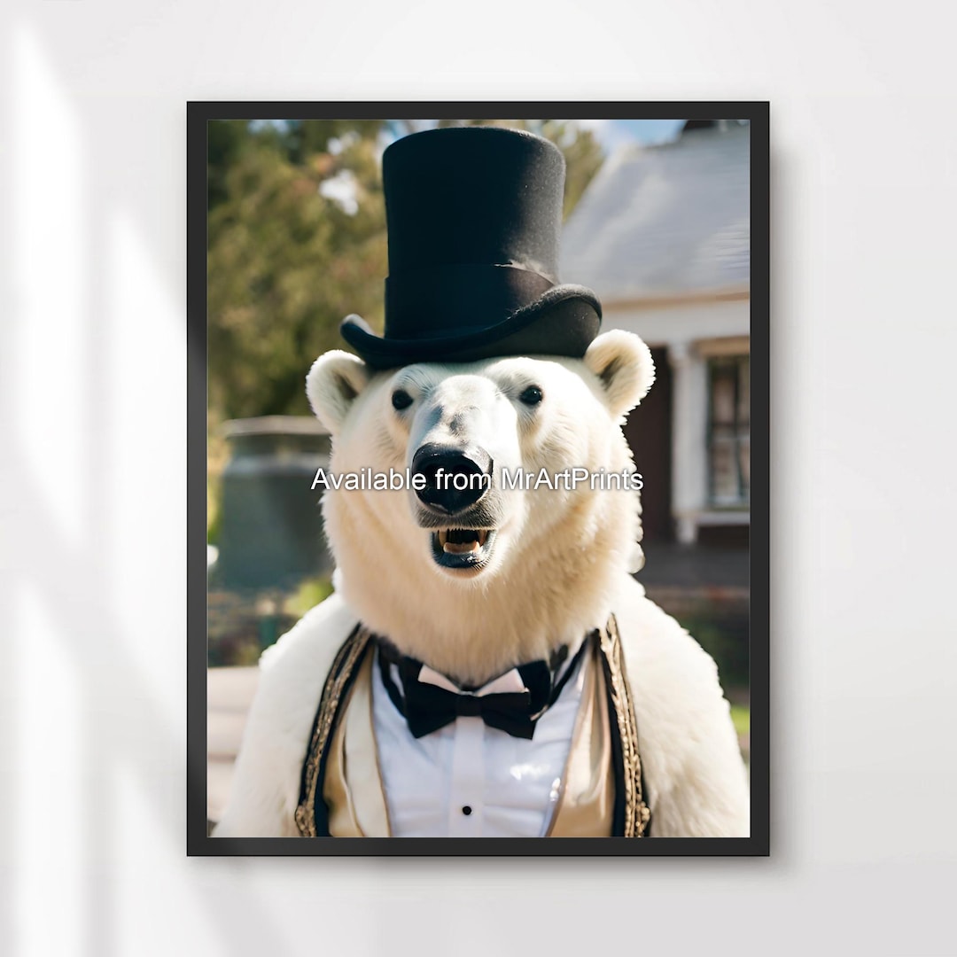 Eccentric Polar Bear Art Print: Victorian Animal Portrait - Etsy