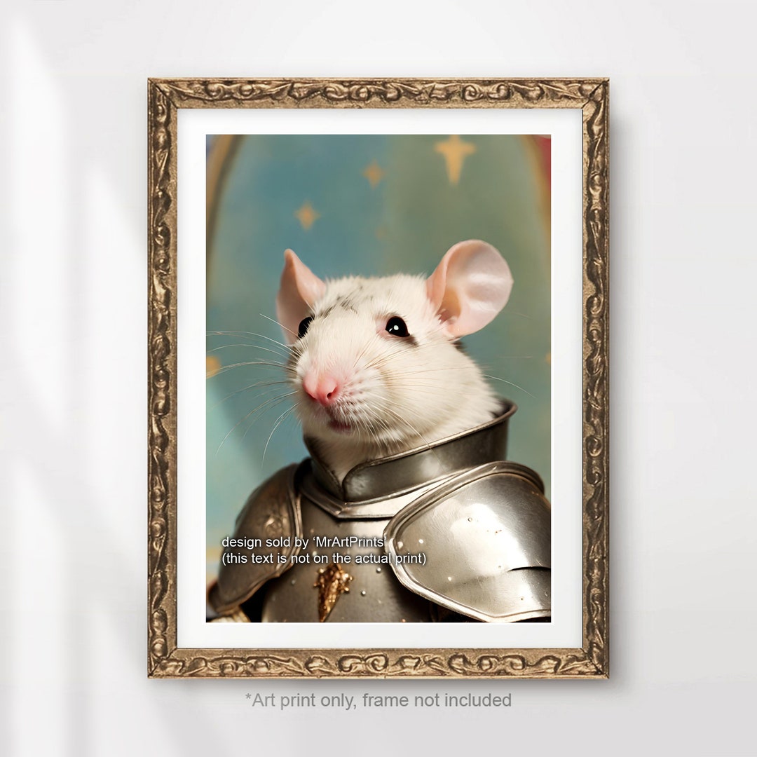RAT Animal Head Portrait ART PRINT Poster Medieval Knight Suit of ...