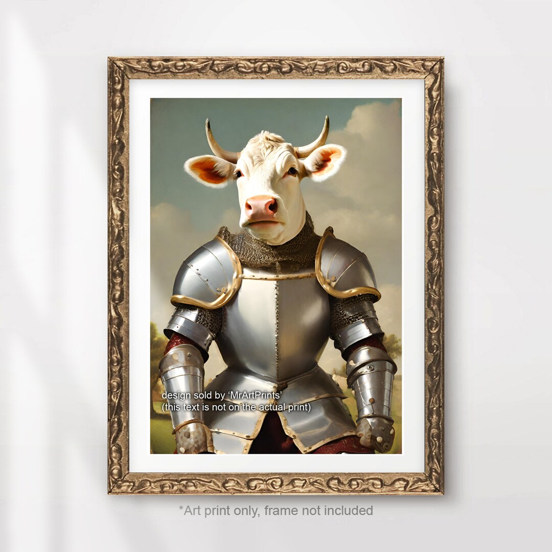 COW Animal Head Portrait ART PRINT Poster Medieval Knight Suit of ...