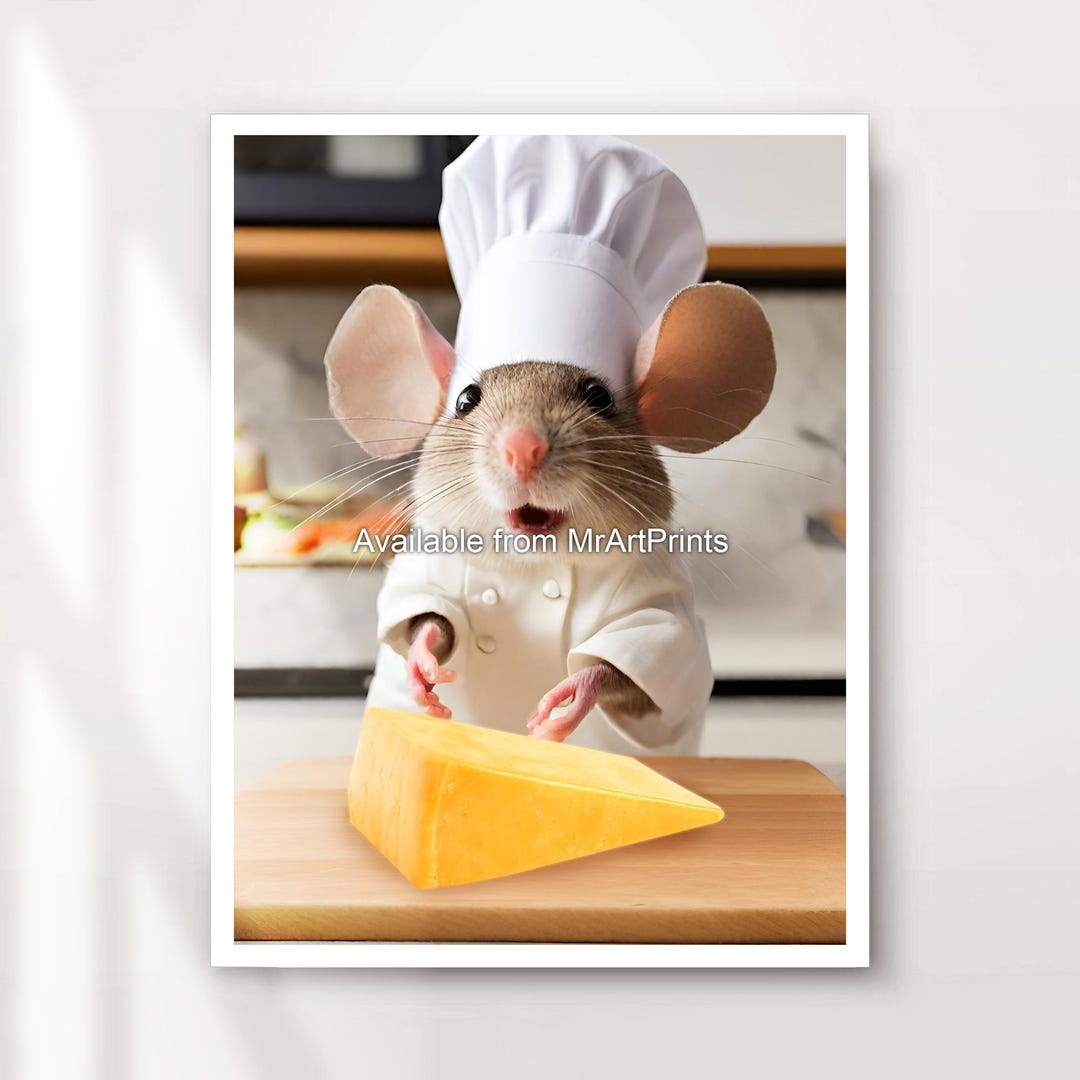 Kitchen Cute Funny Mouse Mice Art Print Poster Wall Picture Adorable ...