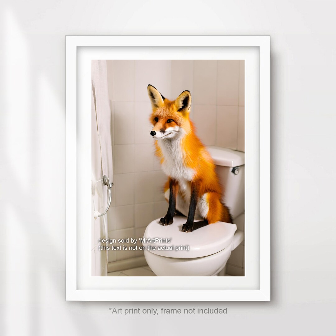 Fox Foxes Funny Bathroom ART PRINT Poster Cute Animals Strange Unusual ...