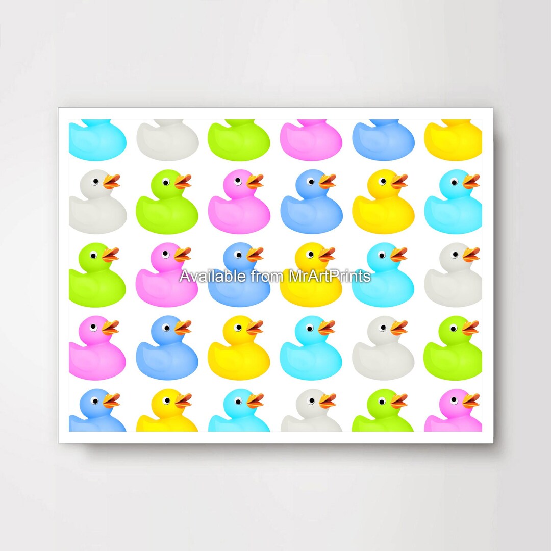 Rubber Ducks Bathroom Art Print Poster Wall Picture Bright Colourful ...