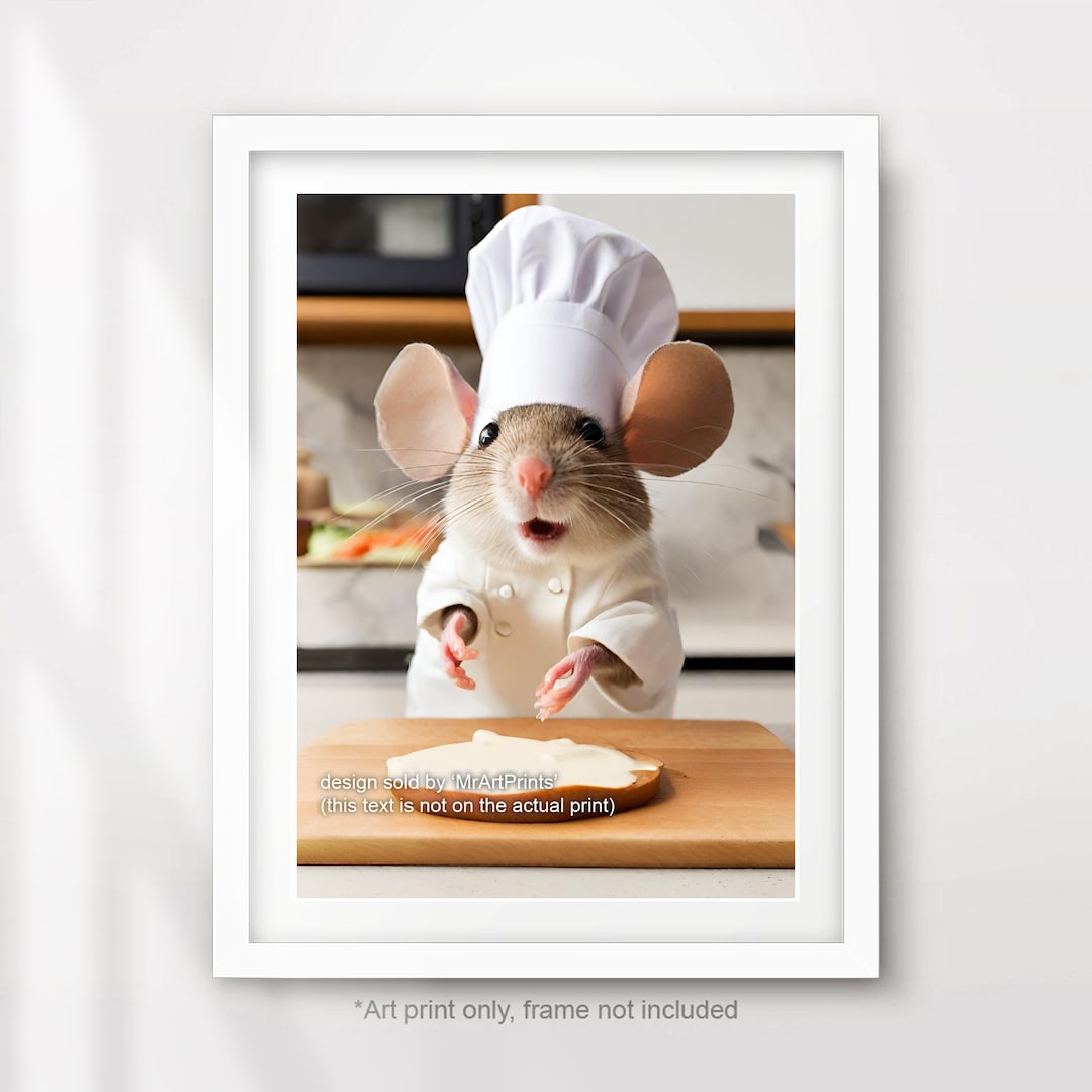 Mouse Mice Chef Cute Funny Kitchen Cooking ART PRINT Poster Quirky ...