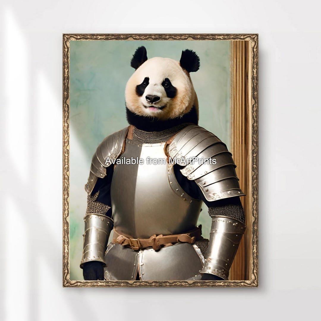 Medieval Knight Panda Art Print Poster Wall Picture Funny Quirky Animal ...