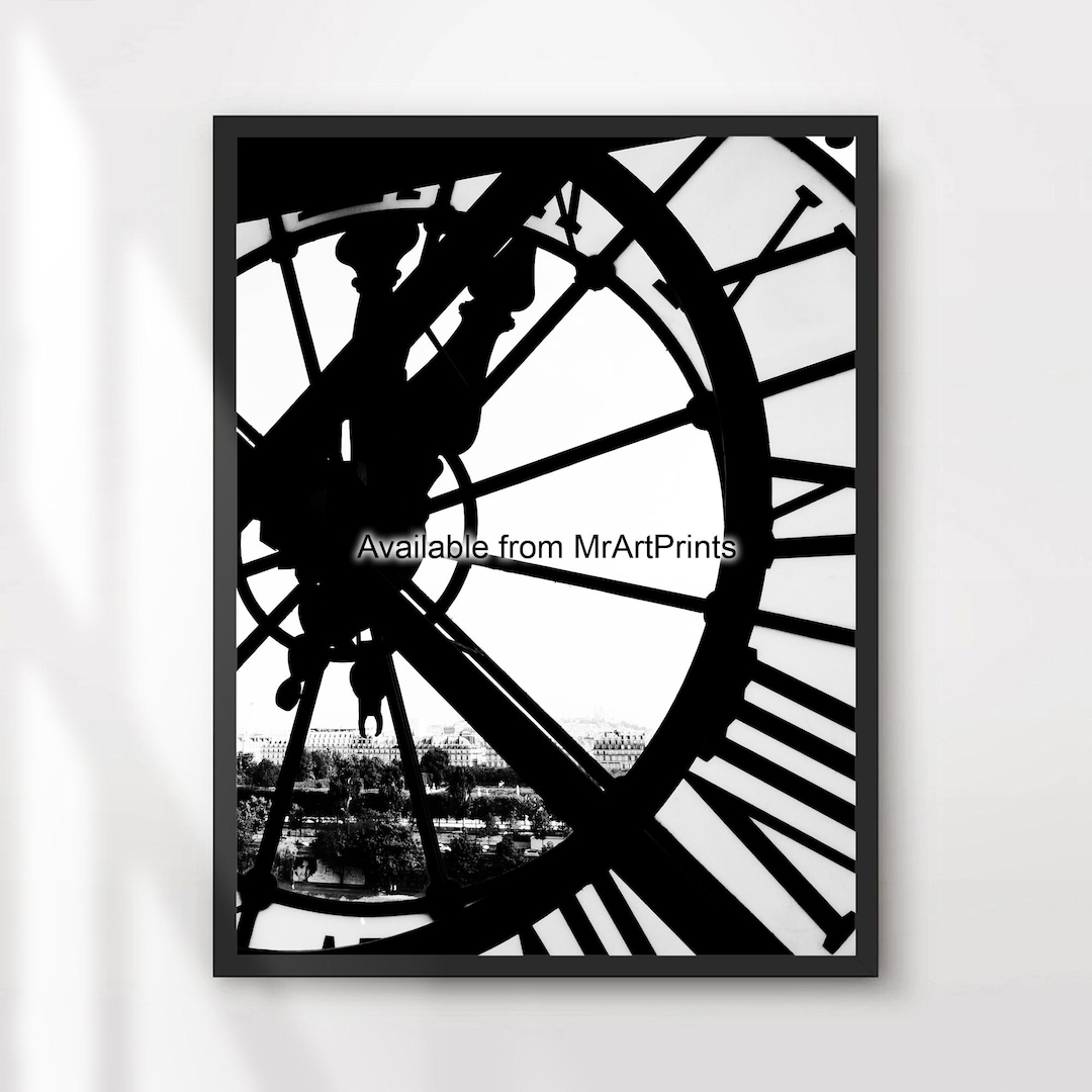 Black and White Clock Tower Art Print, Vintage Architecture Poster - Etsy
