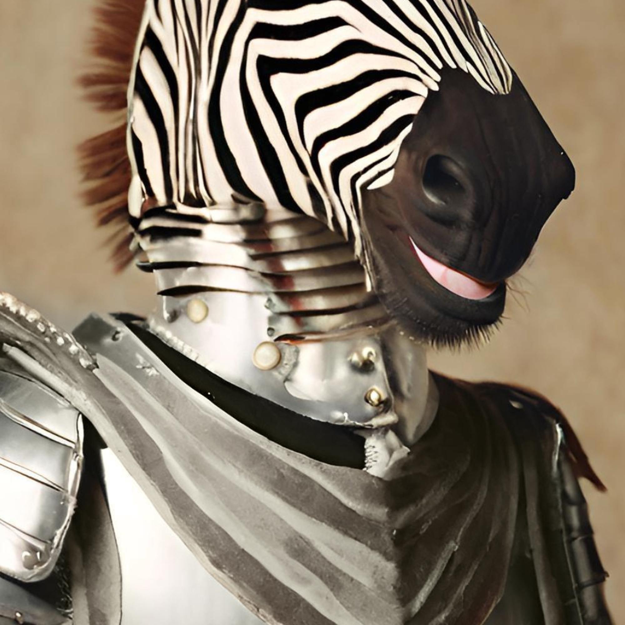 Medieval Knight Zebra Art Print: Quirky Animal Portrait - Etsy
