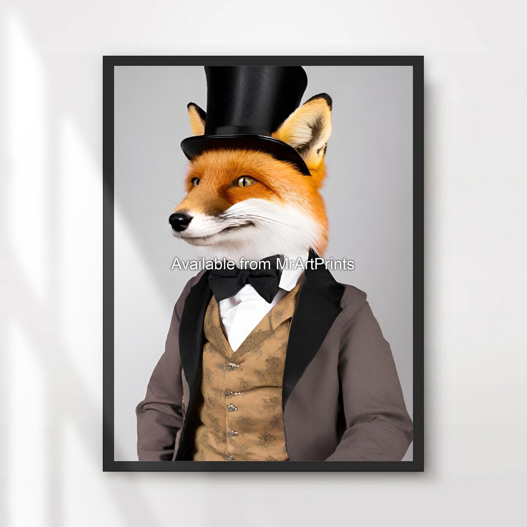 Eccentric Fox Art Print | Victorian Animal Portrait - Etsy