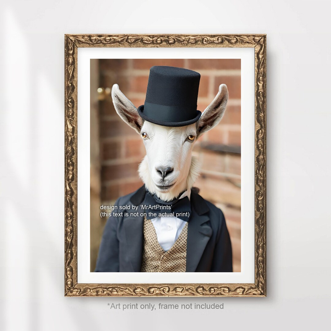 GOAT Victorian Animal Head Portrait ART PRINT Poster Top Hat Bow Tie ...