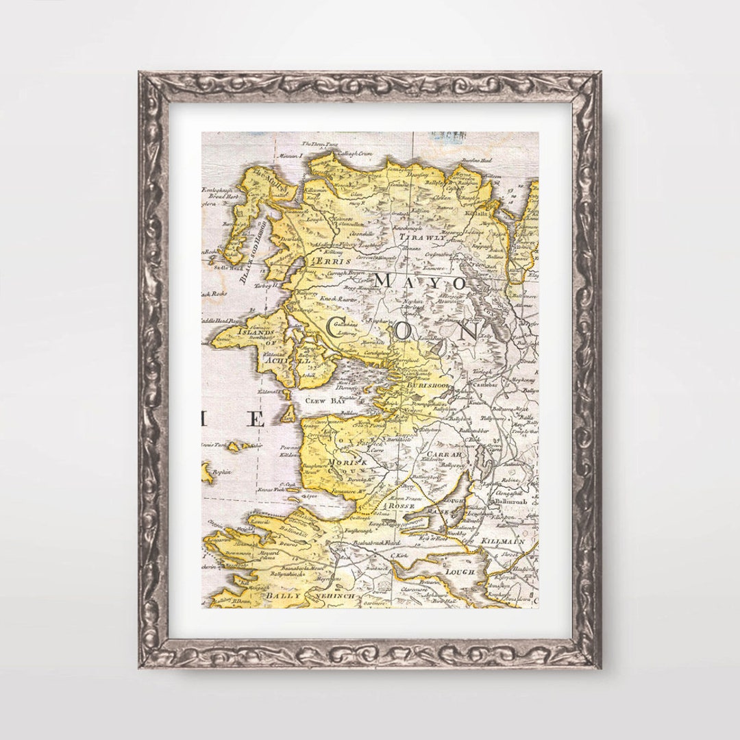 Vintage Map of County Mayo, Ireland Art Print - Etsy