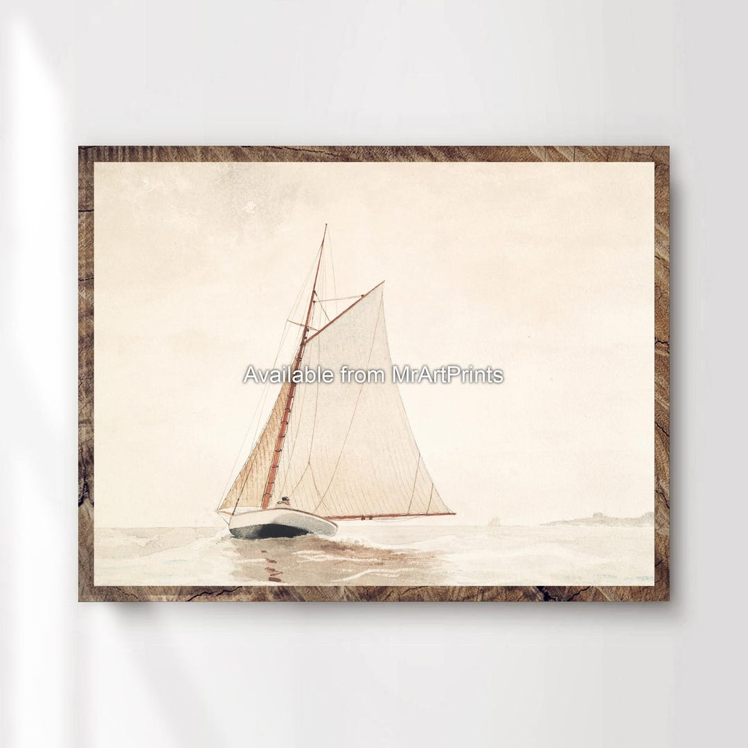 Sailing Boat Print, Neutral Nautical Wall Art, Seaside Decor - Etsy