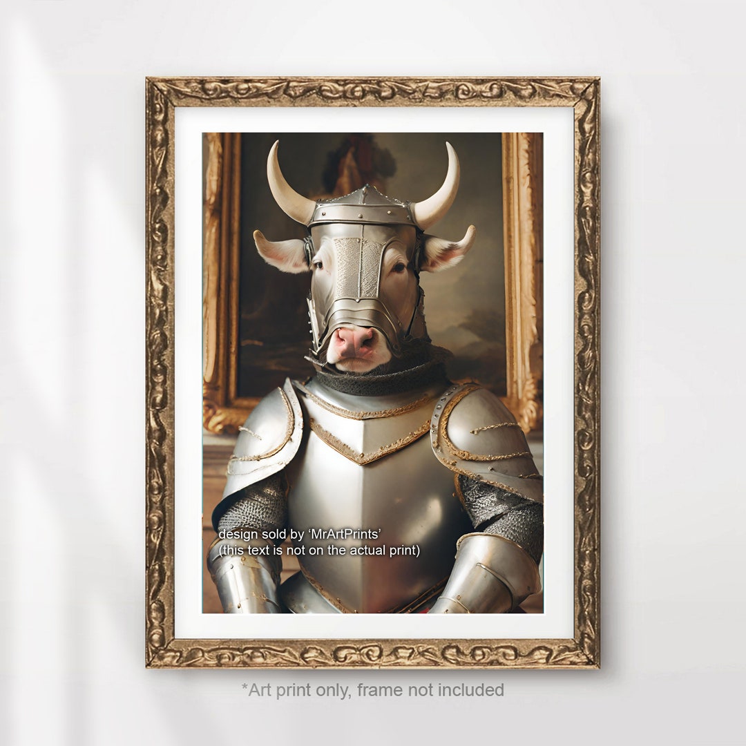 BULL Animal Head Portrait Art Print Poster Medieval Knight Suit of ...
