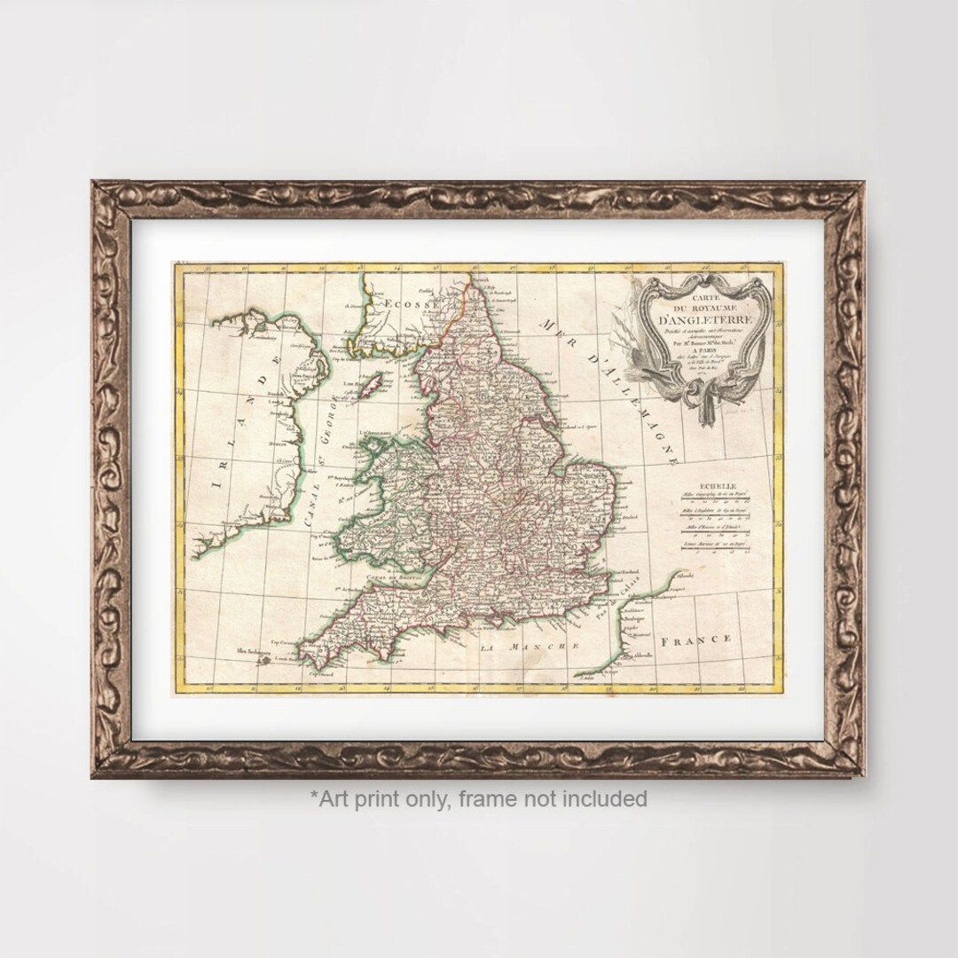 England and Wales UK MAP Chart Art PRINT 1772 18th Century Vintage ...