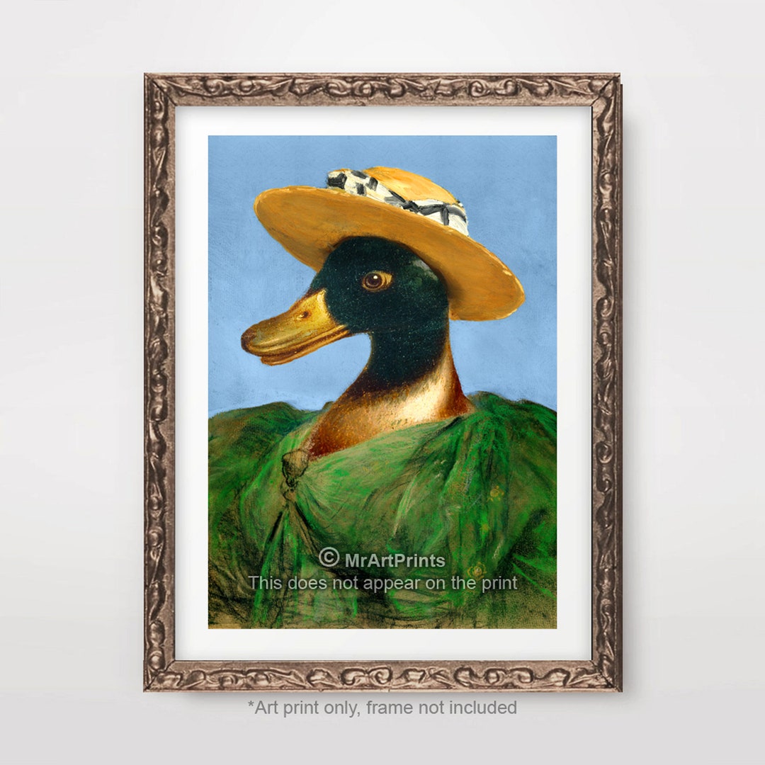 DUCK Portrait ART PRINT Animal Dressed as a Person People Quirky Wall ...